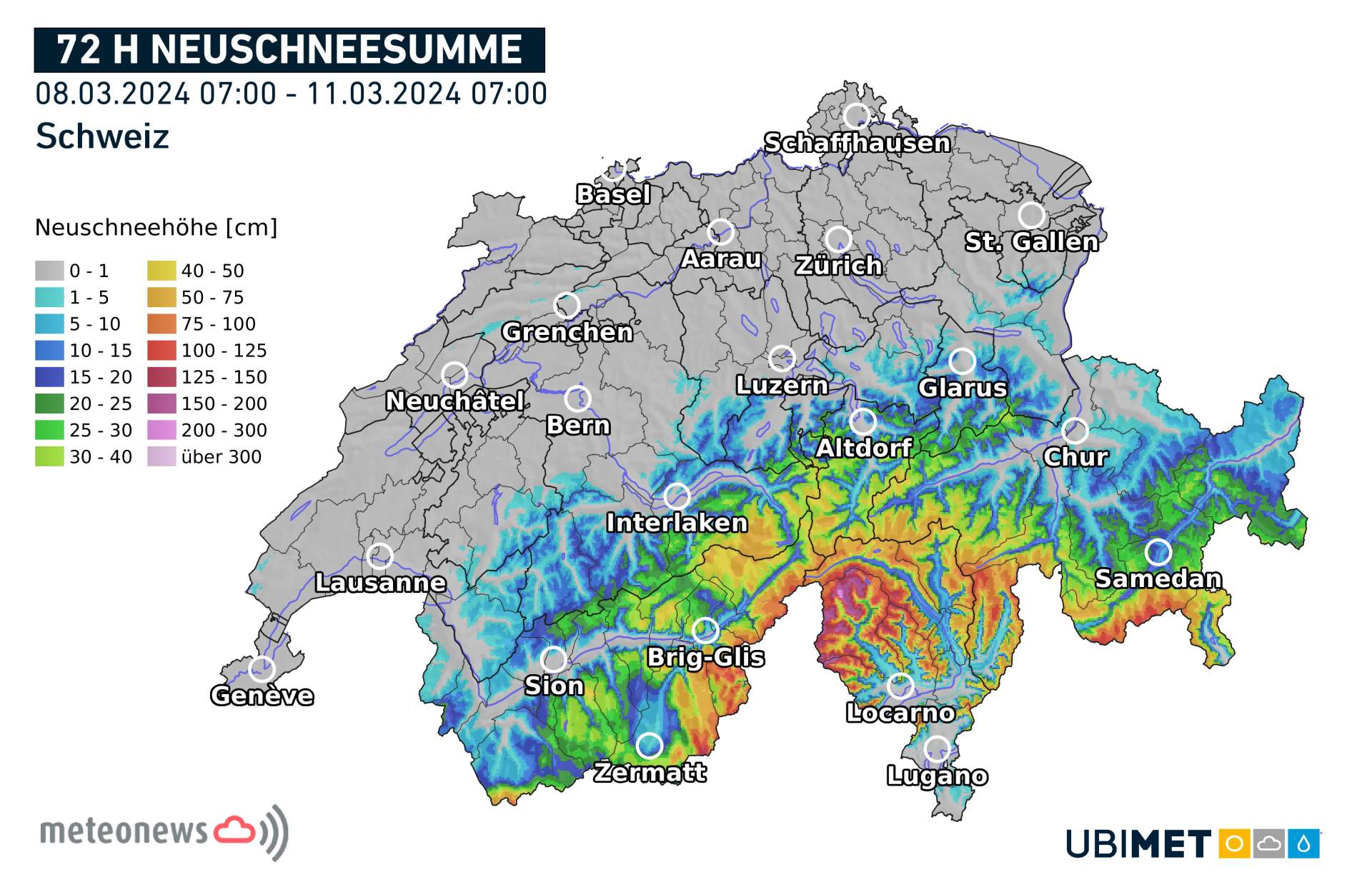 MeteoNews: Foehn and mild in the north, cloudy in the south (7. March 2024)