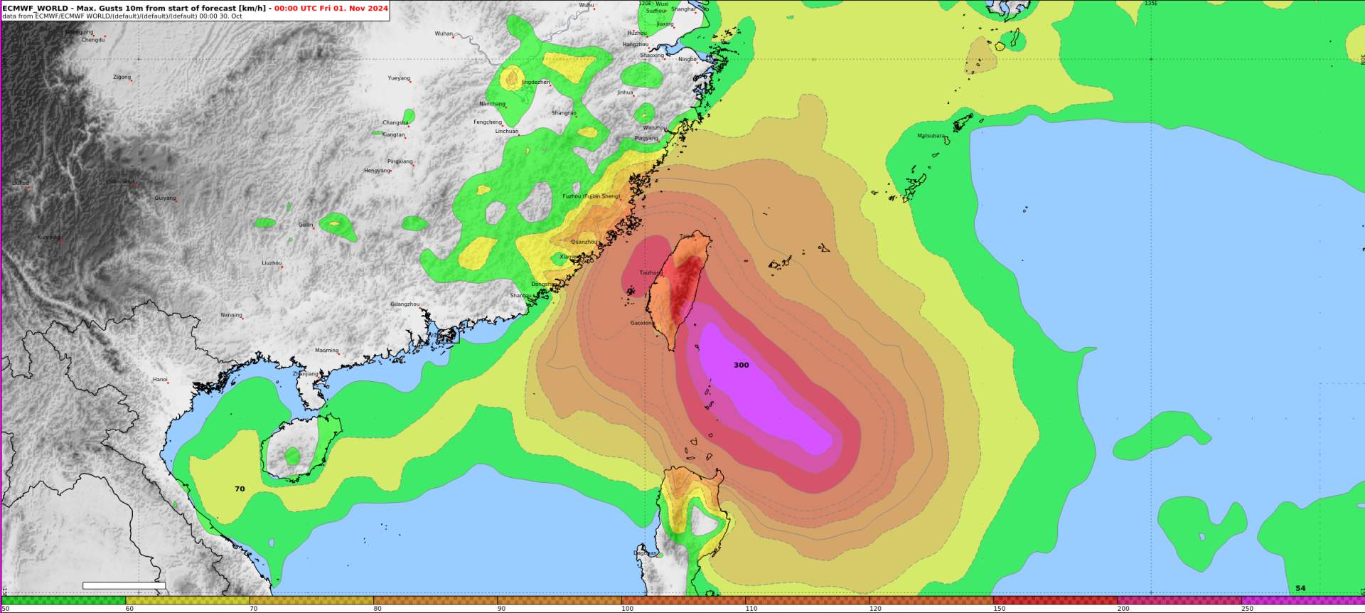 MeteoNews: Super typhoon Kong-Rey hits Taiwan (30. October 2024)
