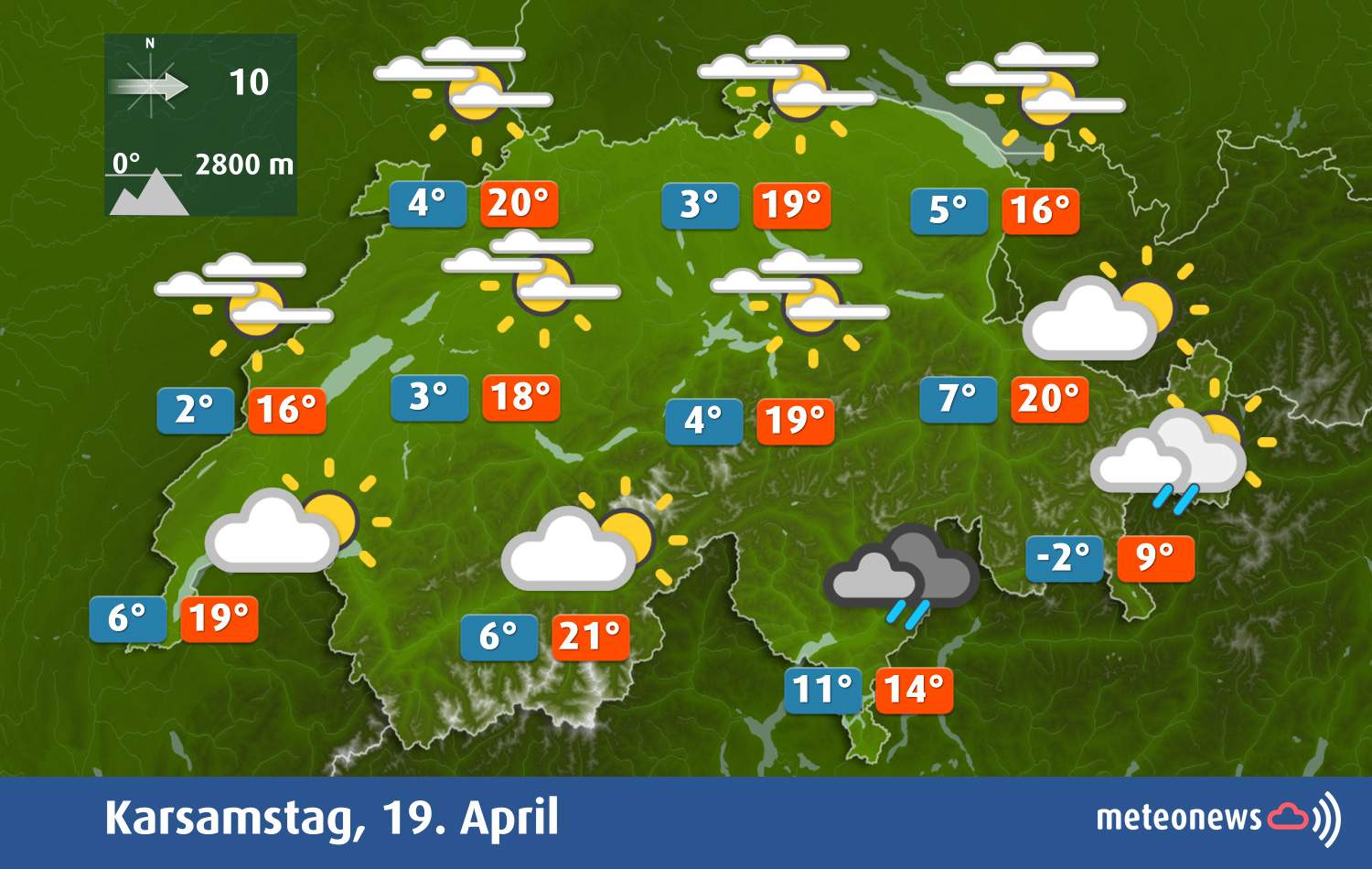 MeteoNews: Overall mixed Swiss Easter weather (18. April 2025)